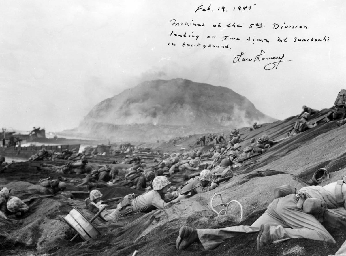USMC Capt. Lou Lowery Iwo Jima Photograph On Green Beach - Thompson ...