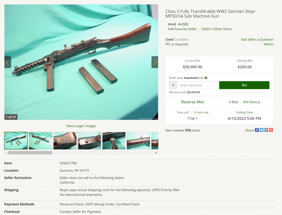 MP30/34 on Gunbroker - The MP38-40 - 43/44 Message Board ...