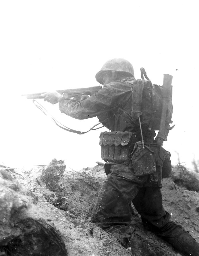Marine Combat In The Pacific WWII Thompson Machine Gun Photographs ...