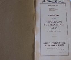1940 New York Thompson Handbook With Diagram - Thompson Submachine Gun ...