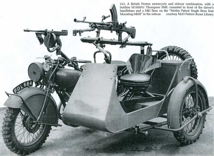 Norton Motorcycle With Mounted Thompson 1928A1 And Bren - Thompson ...