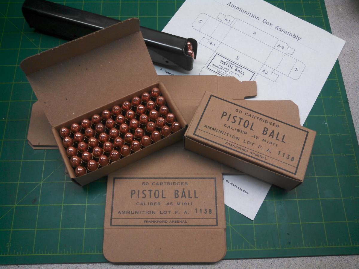 Reproduction WWII 50 Round 1911 Boxes - Thompson Submachine Gun Message ...