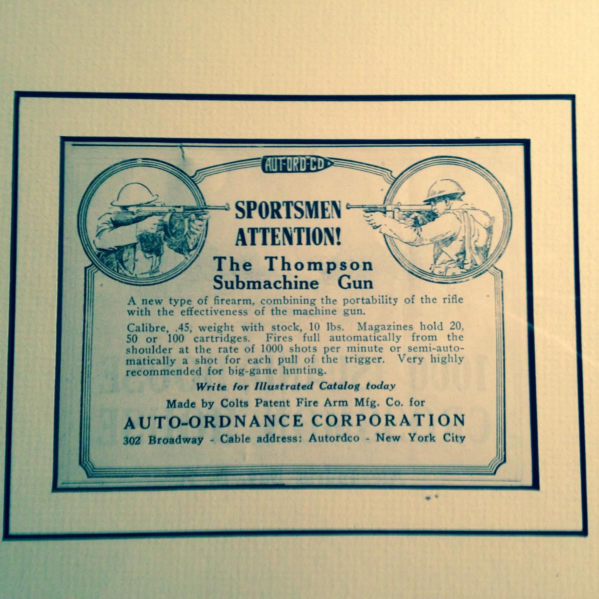 AUT-ORD-CO Advertisement Campaign in the 1920's - Thompson Submachine ...