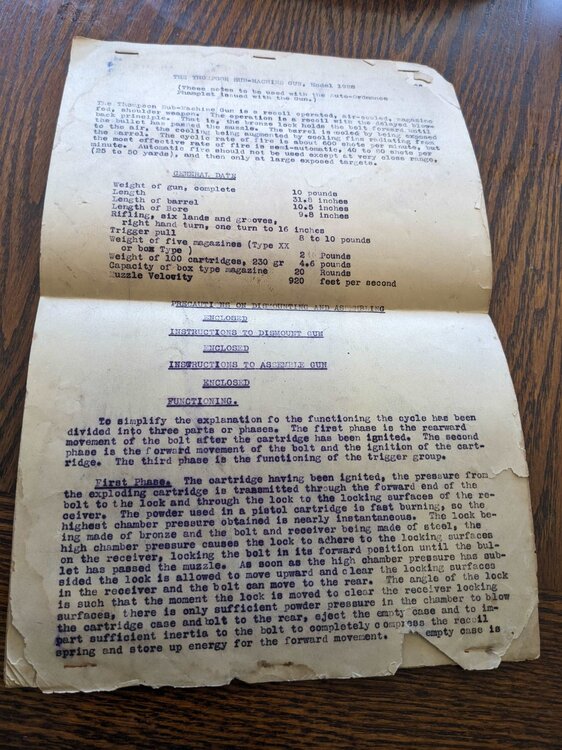 Interesting Thompson USMC Document - Thompson Submachine Gun Message ...