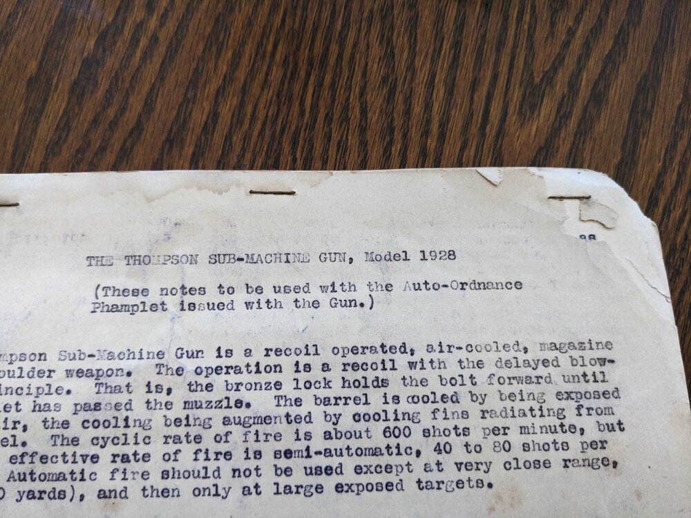 Interesting Thompson USMC Document - Thompson Submachine Gun Message ...