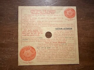 Second version Winding card (repro?) - Thompson Submachine Gun Message ...