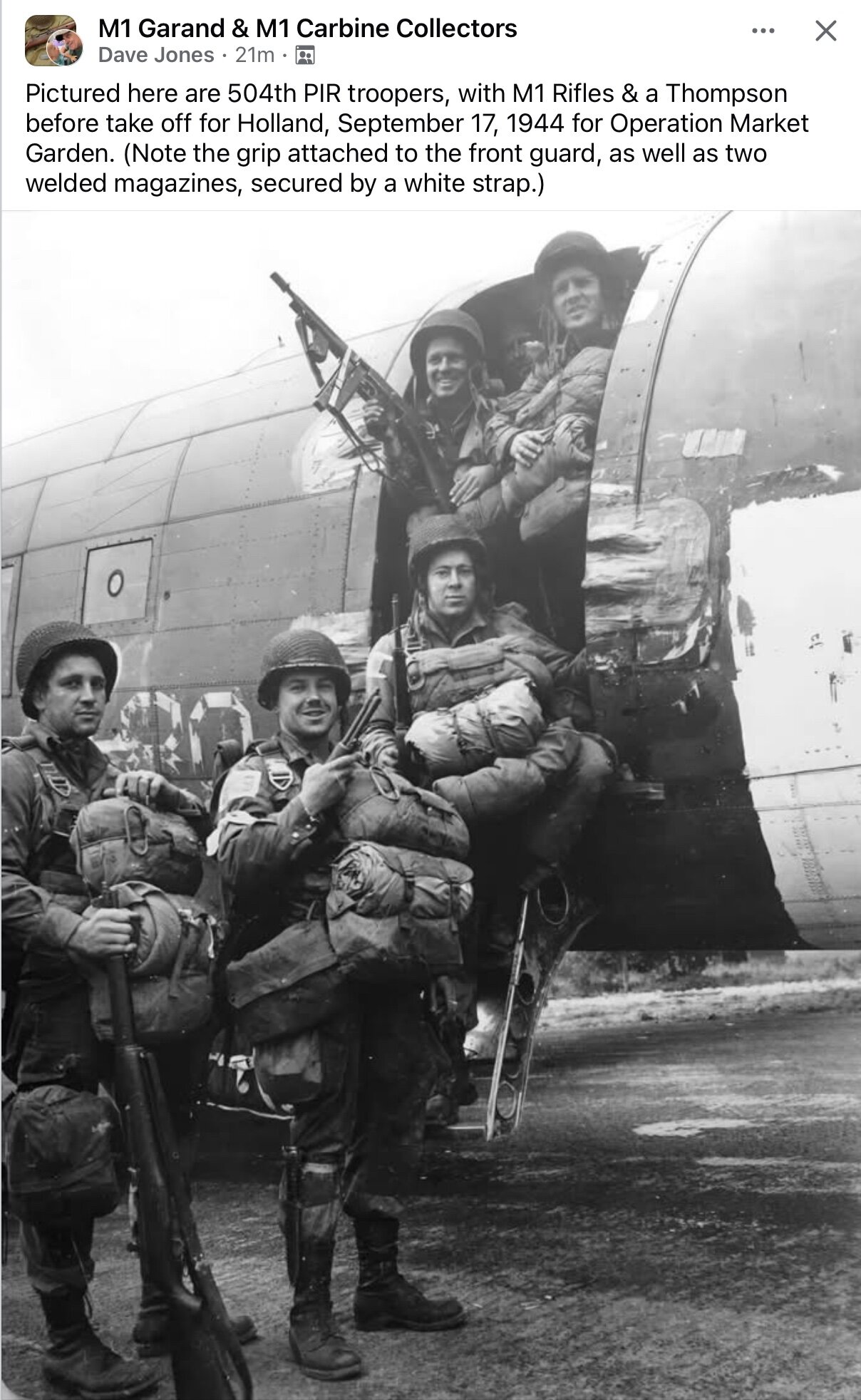 Interesting photo of 504th PIR troops with M1928A1 before Market-Garden ...